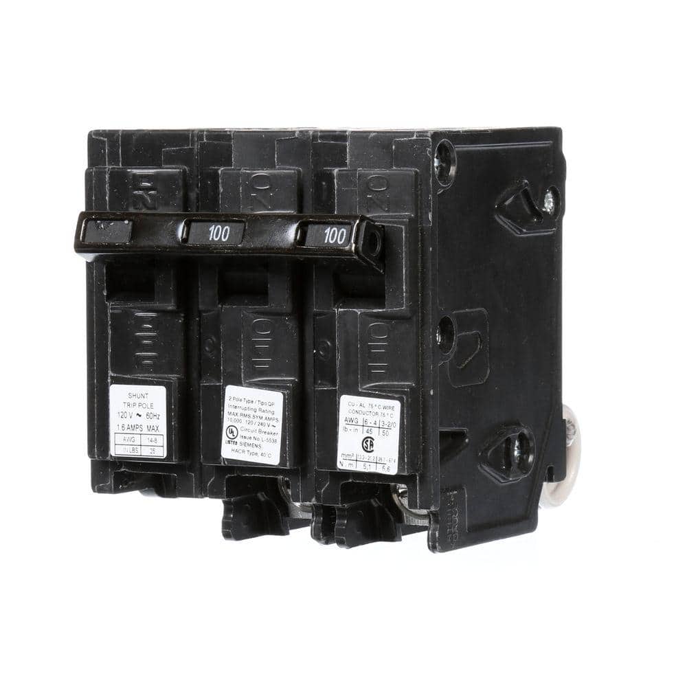 Siemens 100 Amp Double-Pole Type QP Circuit Breaker with 120-Volt Shunt ...
