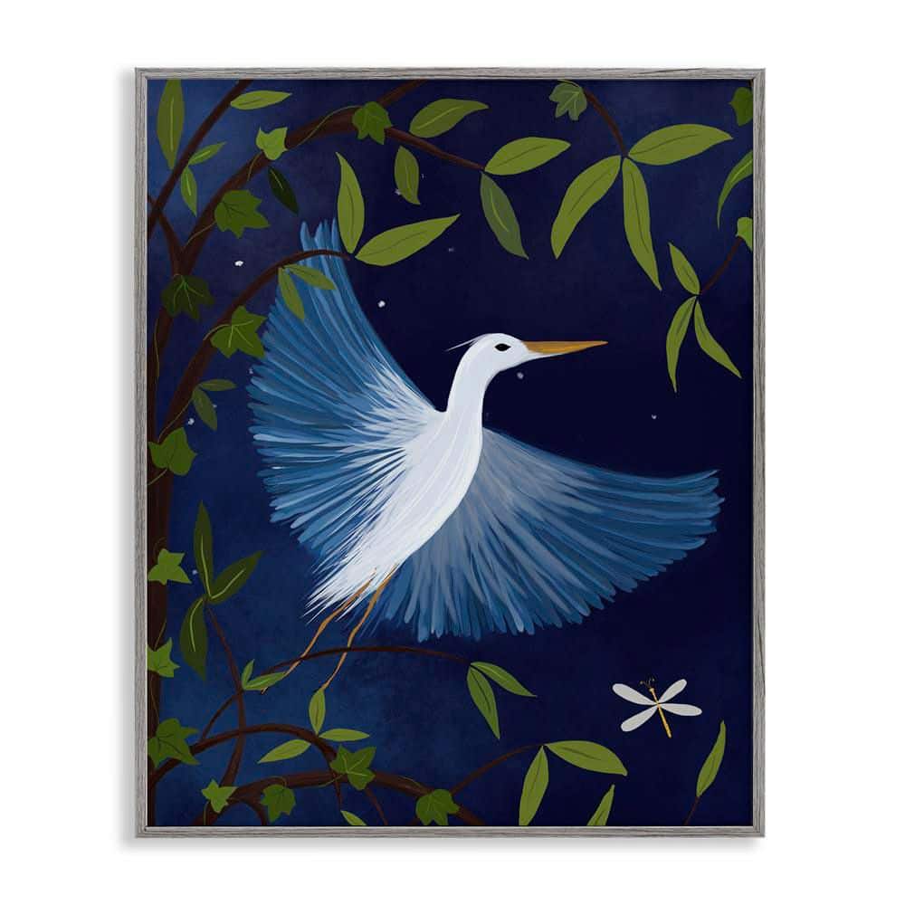 Stupell Industries Heron in Night Forest by Michelle Ingari Designs ...