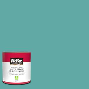 BEHR PREMIUM PLUS 5 gal. #500D-5 Teal Zeal Satin Enamel Low Odor ...