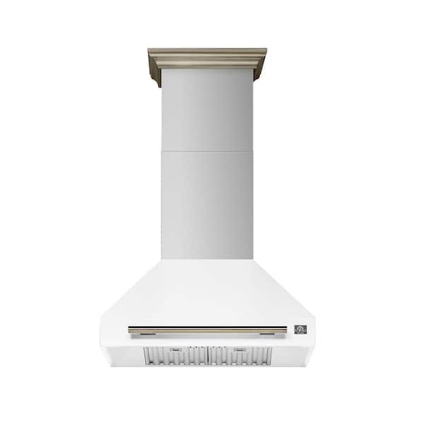 Forno Aria 30 in. Wall-Mounted Range Hood in White, Ducted 600 CFM ...