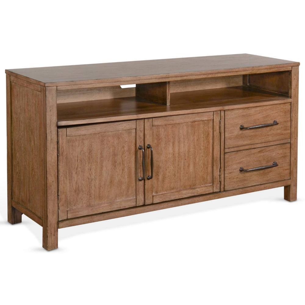 Benjara Yael Brown TV Stand Fits TV's up to 50 to 55 in. with 4-Shelves ...