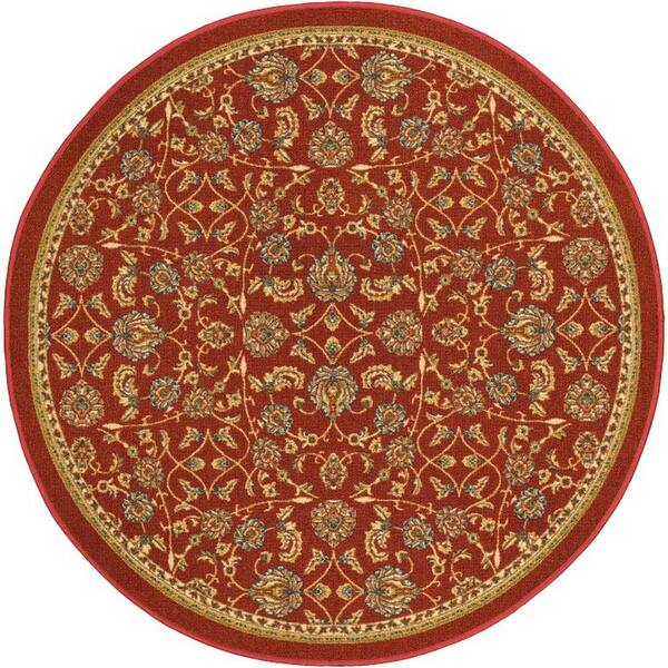 Well Woven Kings Court Tabriz Red 4 ft. x 4 ft. Round Traditional Area ...