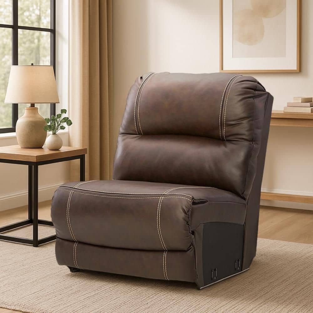 Benjara Rylee 31 in. Armless Leather Square Shape Sofa in Chocolate Brown BM327298 - The Home Depot