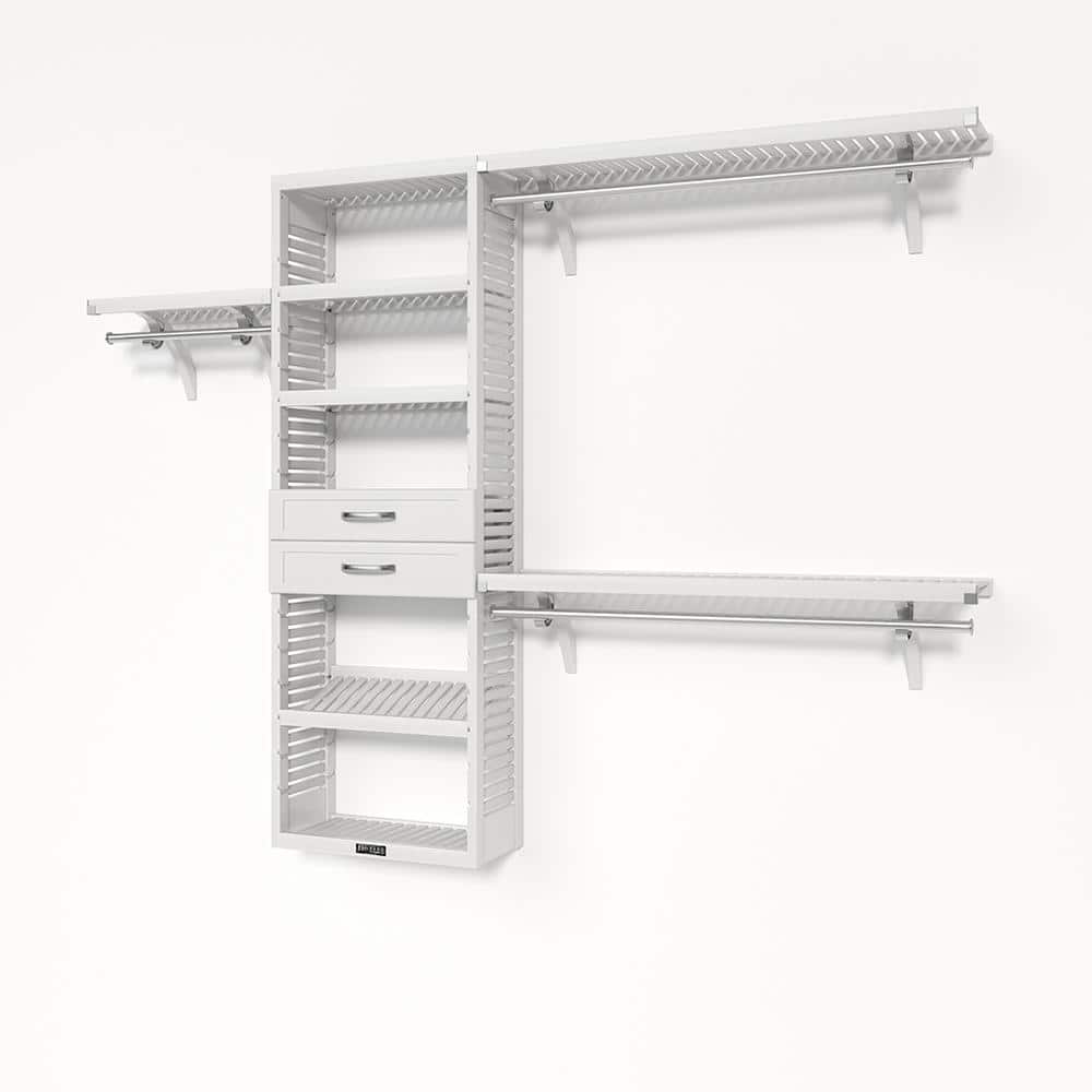 John Louis Home 72 in. W - 120 in. W White Reach in with 2 Shaker Style ...