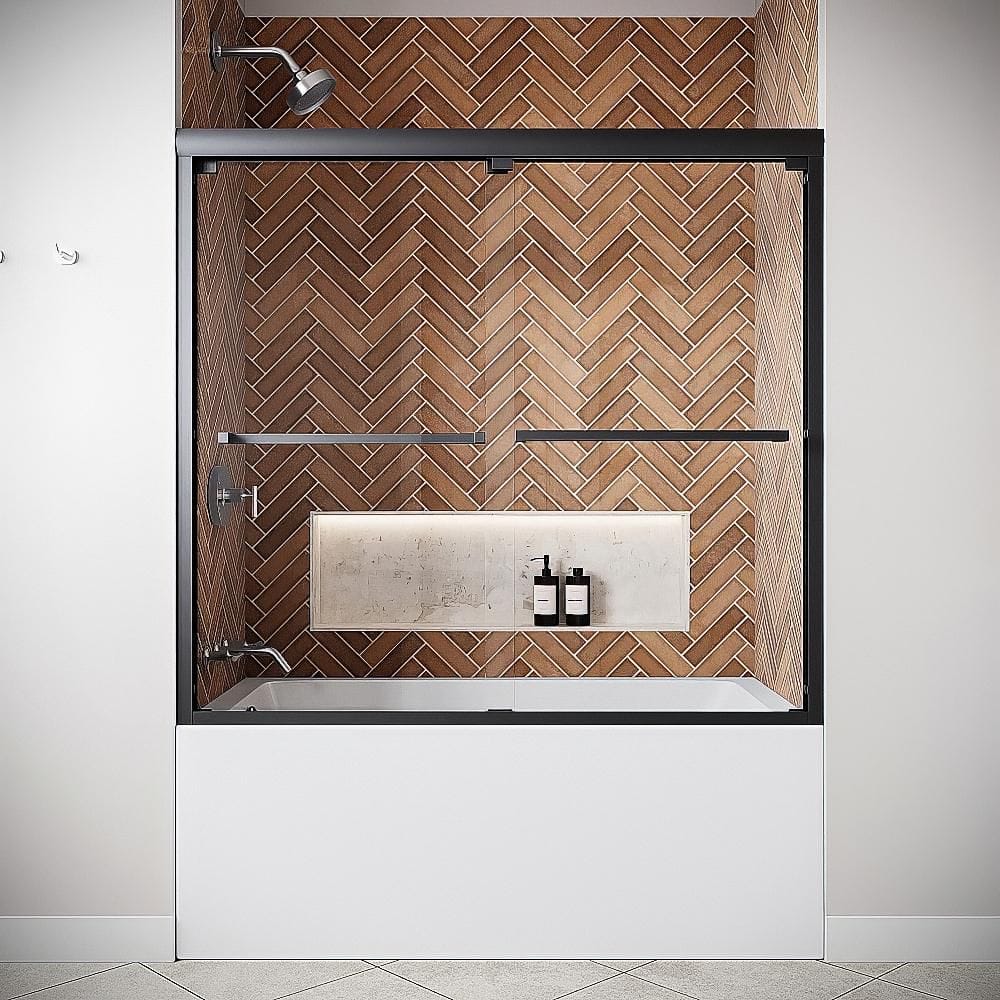 Streamline Tavo 60 in. W x 55 in. H Framed Sliding Tub Door in Matte ...