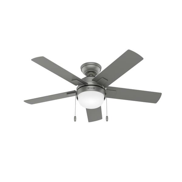 Hunter Zeal 44 in. Indoor Matte Silver Ceiling Fan with Light Kit 51456 ...