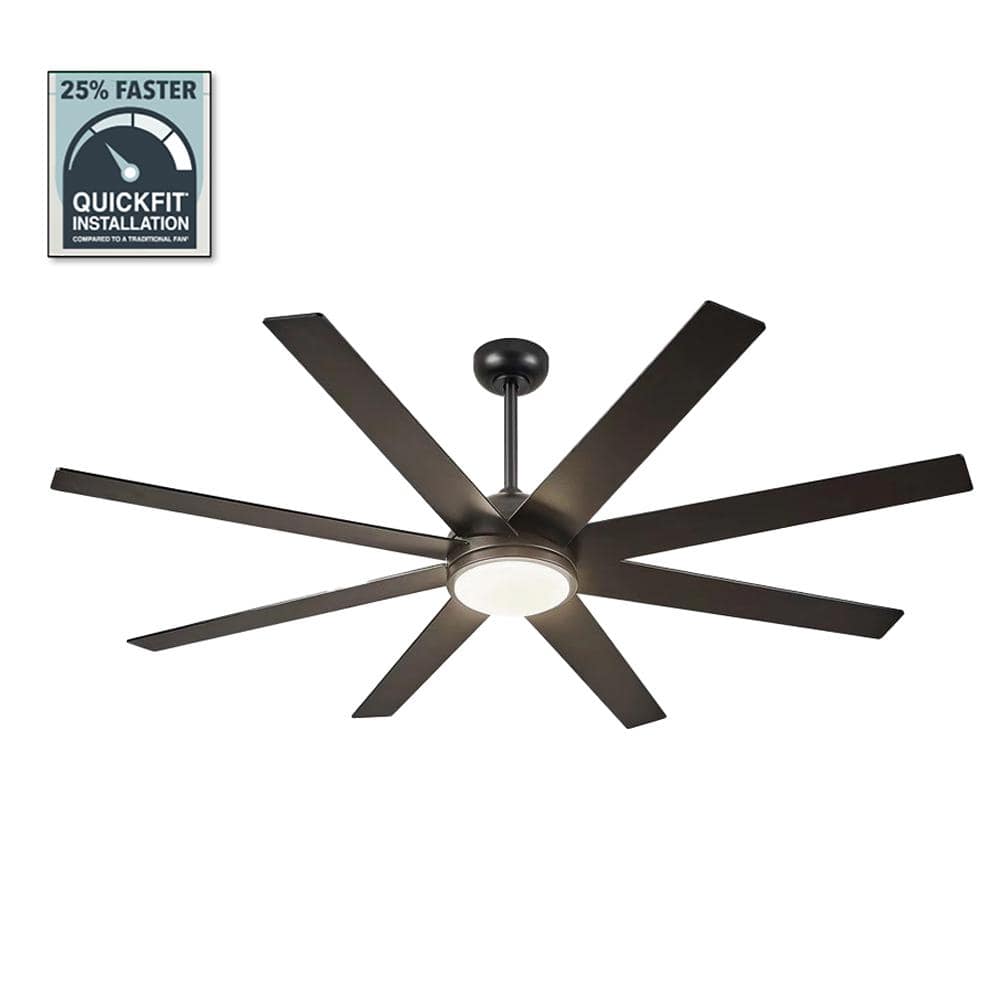 HINNIXY 72 in. Indoor Matte Black 3-Colors LED 6-Speeds Ceiling Fan ...
