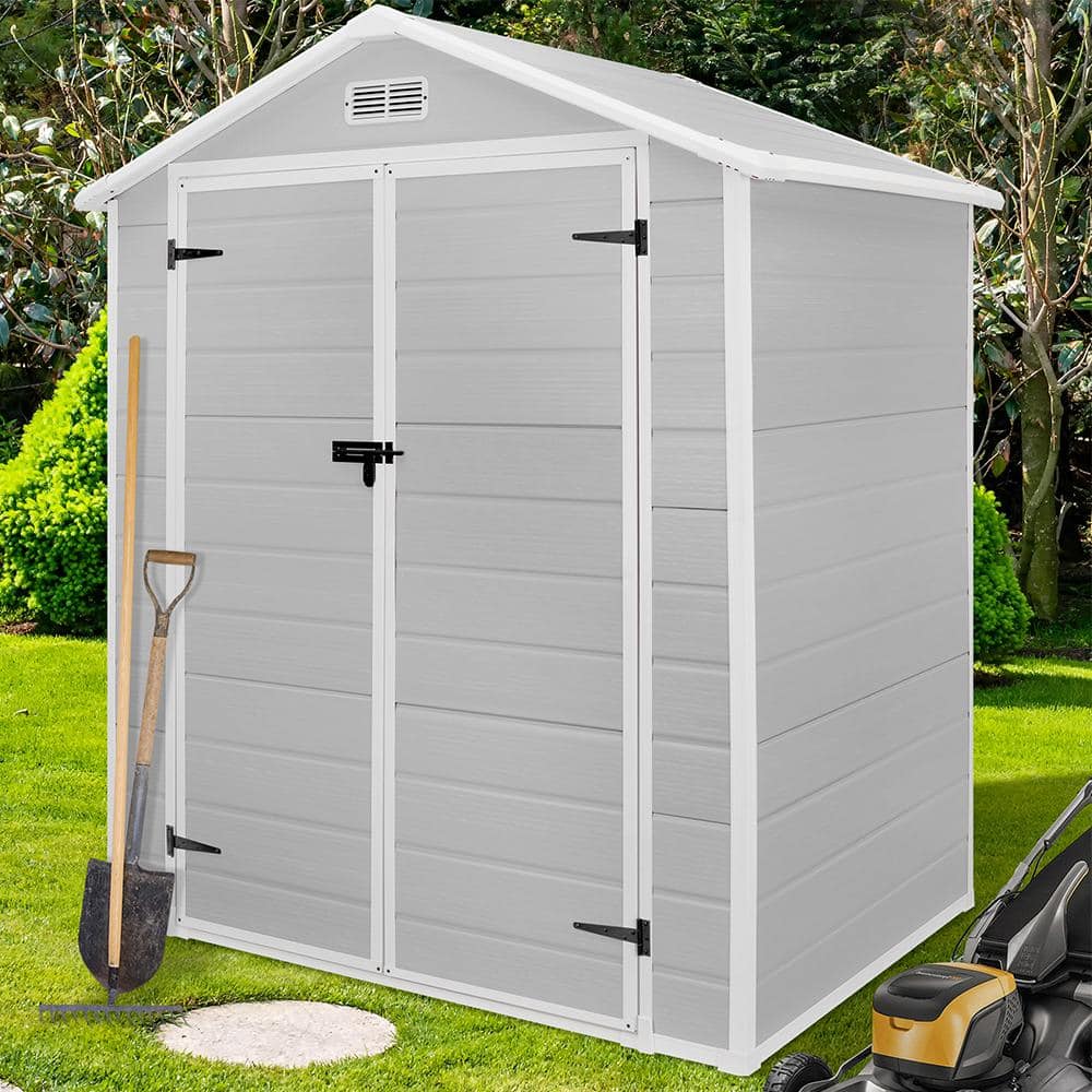 BTMWAY Gray 6 ft. W x 4 ft. D All-Weather Resin Patio Outdoor Plastic ...