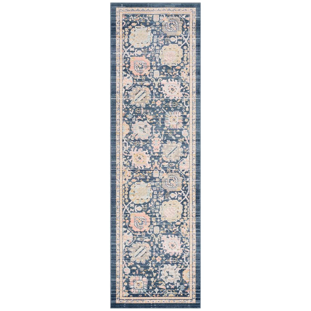 Tayse Rugs Crestwood Navy 2 ft. x 8 ft. Oriental Indoor Area Rug ...