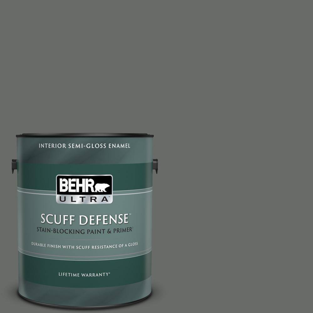 BEHR ULTRA 1 gal. #BNC-26 Lunar Basalt Extra Durable Semi-Gloss Enamel ...