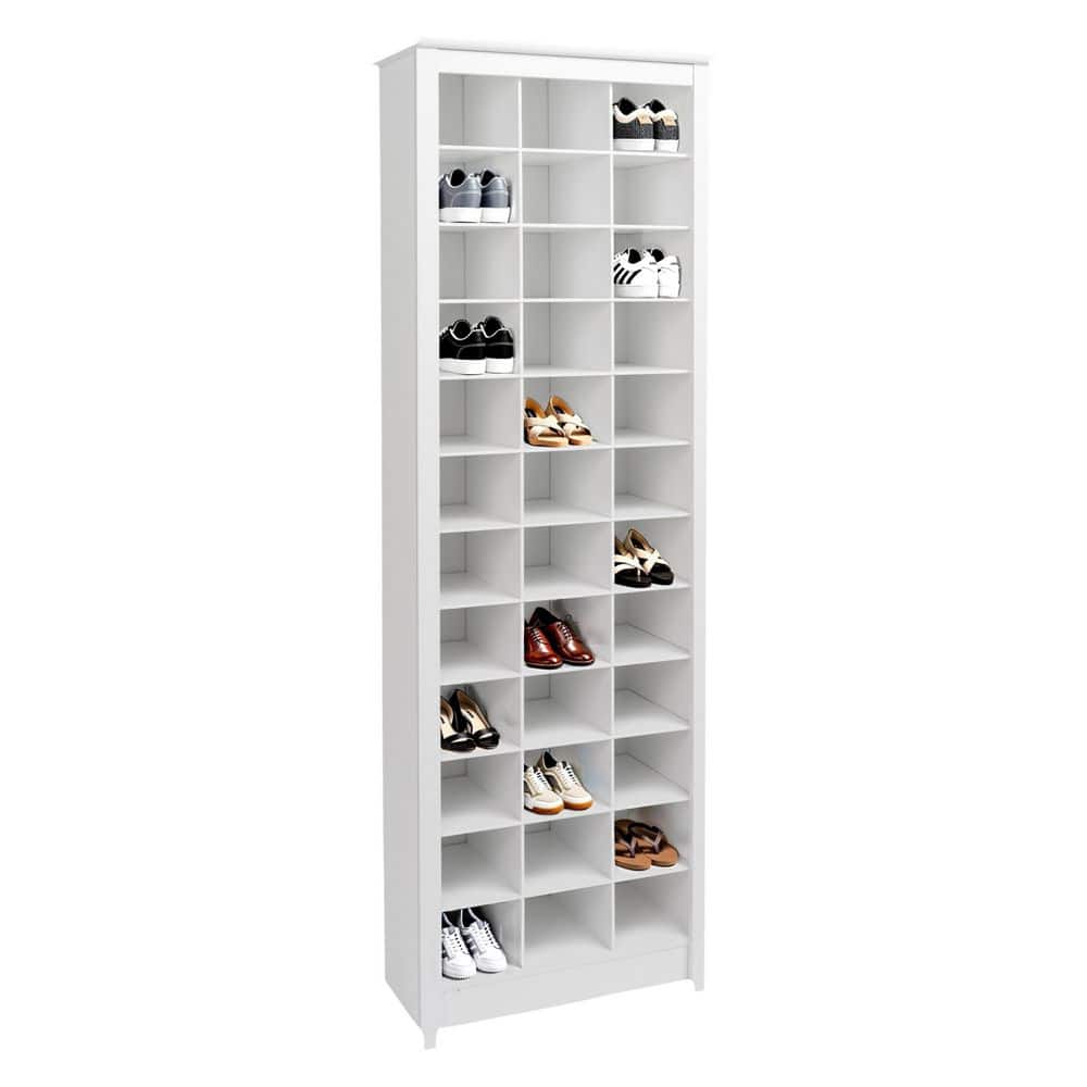 Prepac 72.5 in. H x 23.5 in. W White Engineered Wood Shoe Storage ...