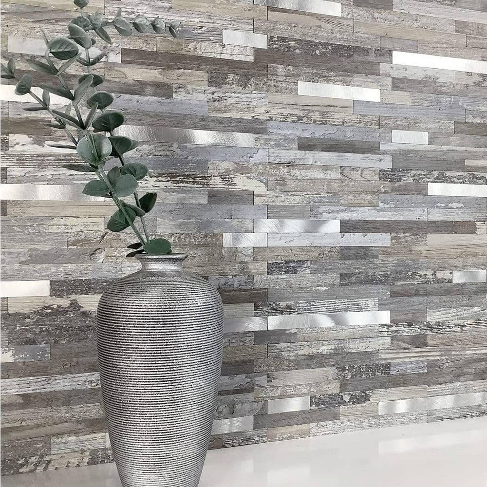 Distressed Wood Look 11. 7in x 5. 9in PVC Peel and Stick Backsplash 20 ...