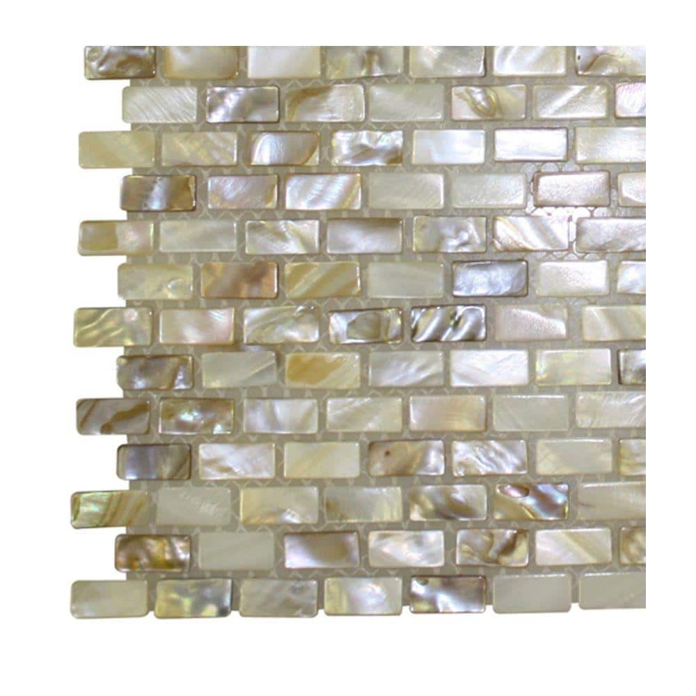 Ivy Hill Tile Baroque Pearl 3 in. x .08 in. Mini Brick Pearl Glass ...