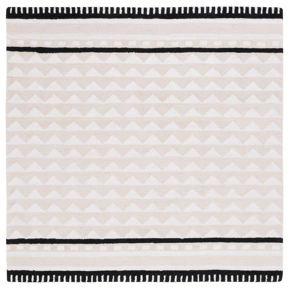 SAFAVIEH Capri 6 ft. x 6 ft. Ivory/Beige Border Triangle Square Area ...