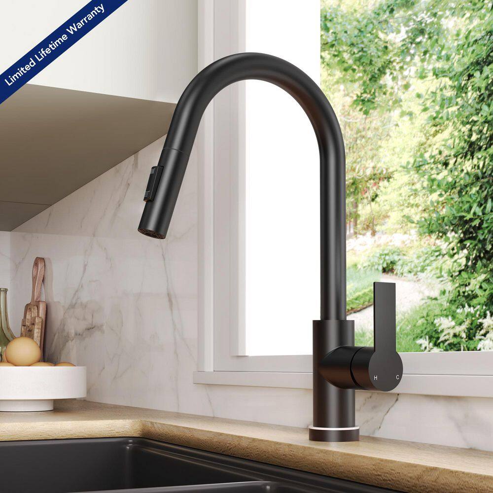 EVERSTEIN Single-Handle Pull Down Kitchen Faucet with FastMount and LED ...