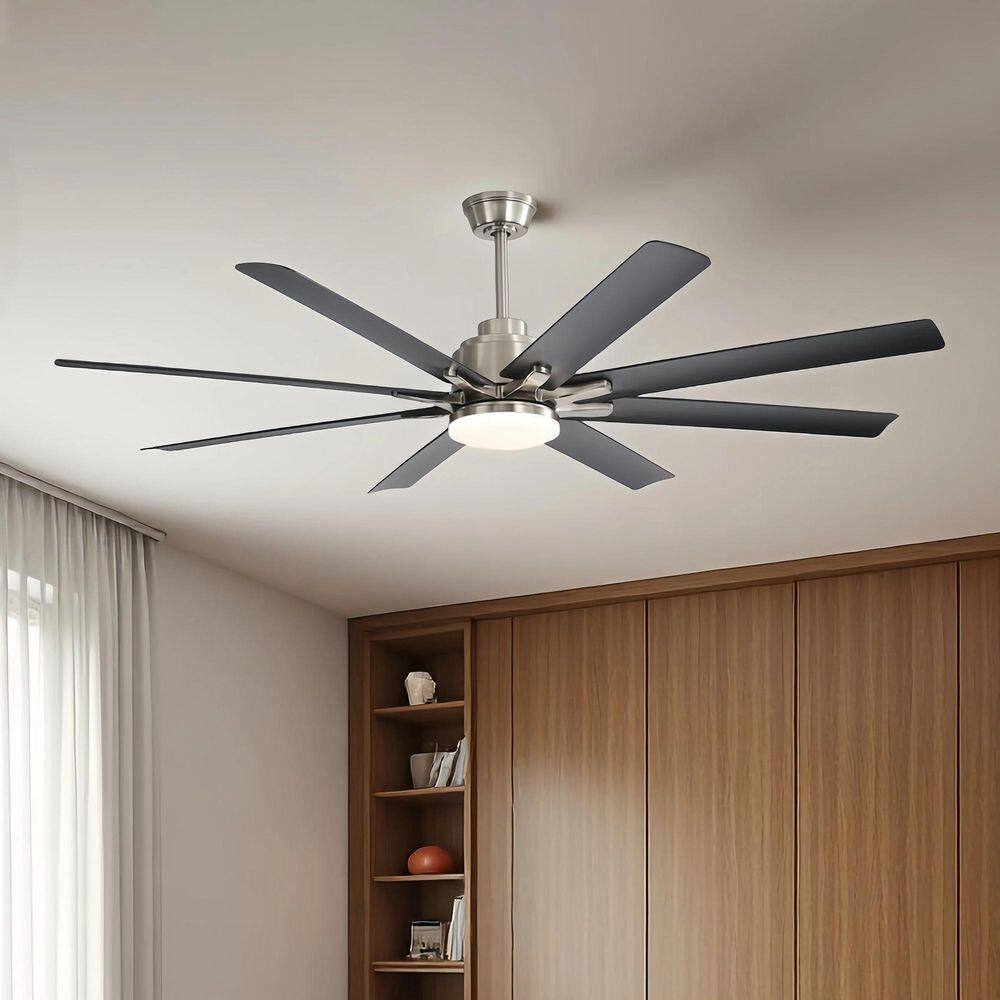 MODERN HABITAT 66 in. Integrated LED Indoor Downrod Mount Chrome/Black ...