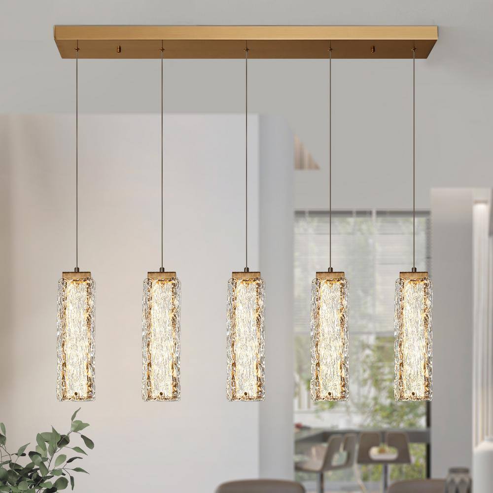 LNC Iatreia 5-Light dimmable Integrated LED Plating Brass Linear ...