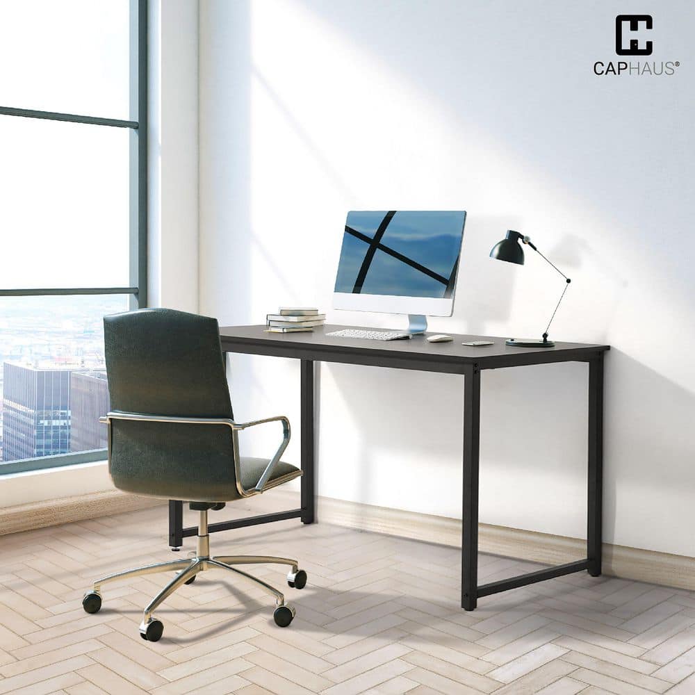 CAPHAUS 47 in. Rectangular Black Wood Computer Desk, Work Desk for Home ...