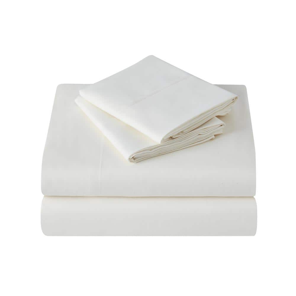 Kathy Ireland Microfiber 4-Piece Ivory Solid Queen Sheet Set ...