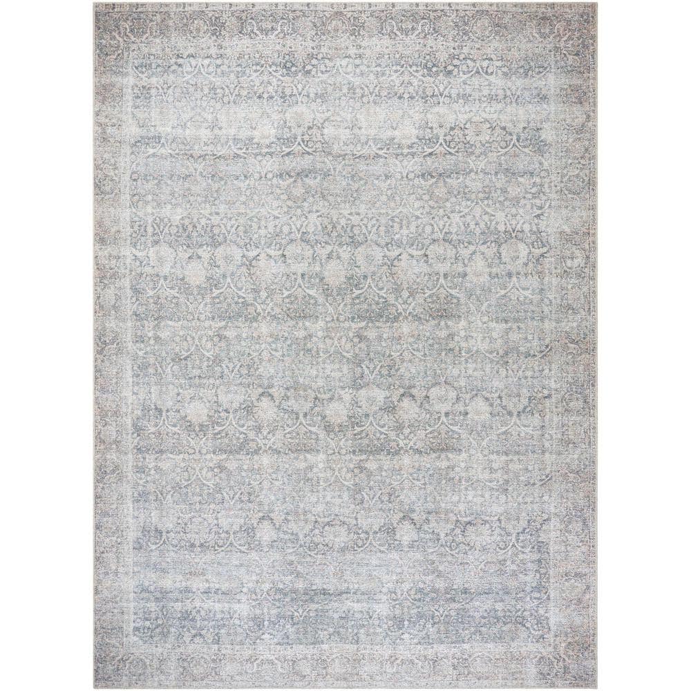 Livabliss Lorelai Gray Traditional 9 ft. x 12 ft. Indoor Machine-Washable Area Rug VVLO2303 ...