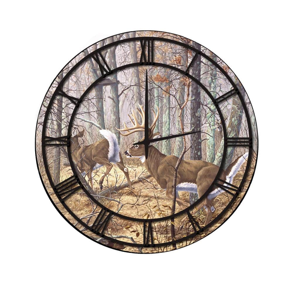 "Autumn Pursuit" Full Coverage Art and Black Numbers Imaged Wall Clock ...