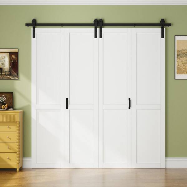EH PUERTA 80 in. x 84 in. Paneled White Primed H Shape MDF Pre-Drilled ...