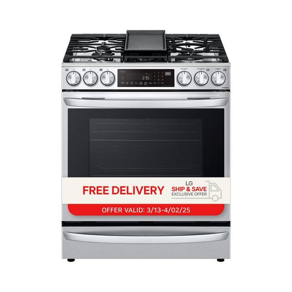 LG 6.3 cu. ft. Smart Slide-In Gas Range with ProBake Convection & Air ...