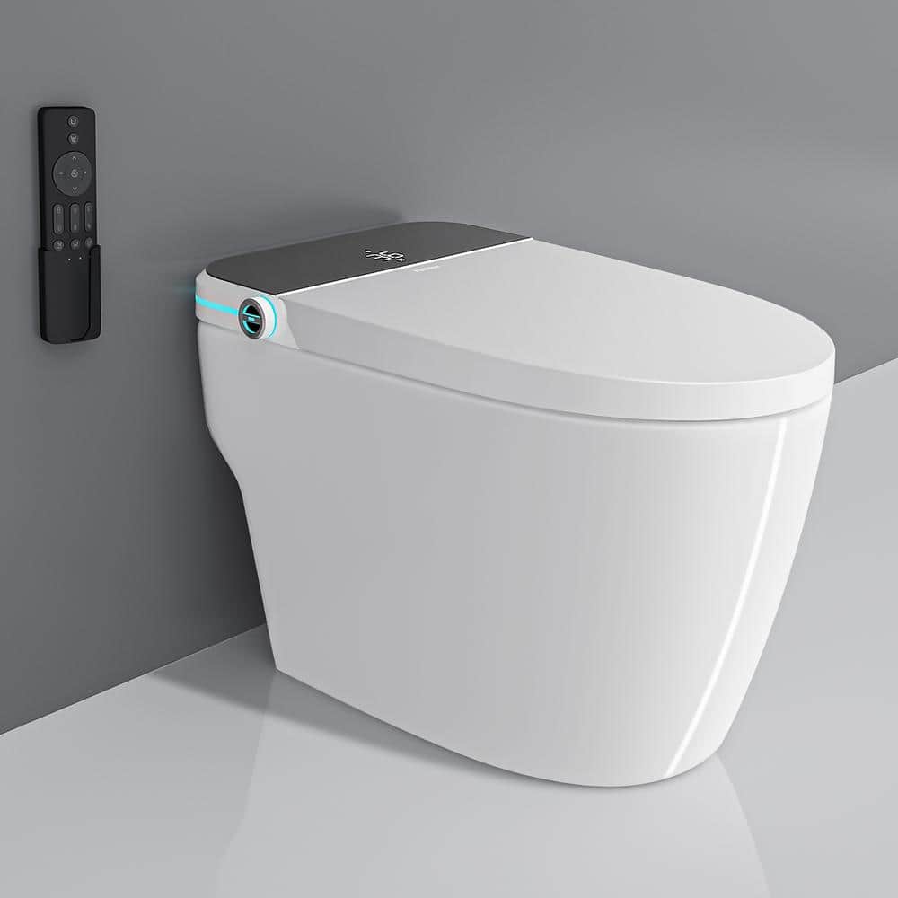 YULIKA Elongated Smart Toilet with Bidet Built-In 1.28 GPF Bidet Toilet ...