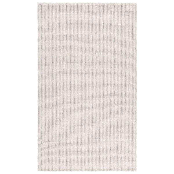 SAFAVIEH Manhattan 4 ft. x 6 ft. Ivory/Gray Striped Marle Area Rug ...