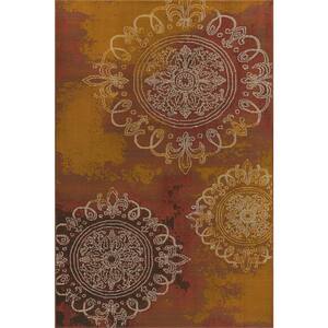 Unique Loom Outdoor Soft Border Rust Red 4' 0 x 6' 0 Area Rug 3128957 ...