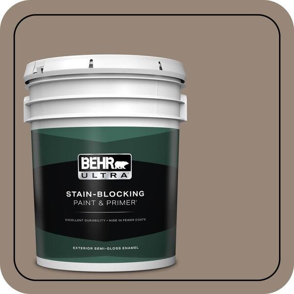 BEHR ULTRA 5 gal. #PPU5-06A Light Truffle Semi-Gloss Enamel Exterior ...