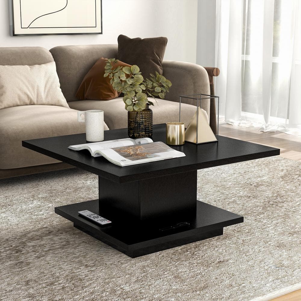 Furniture of America Boa Vista 31 in. Black Square MDF Coffee Table ...