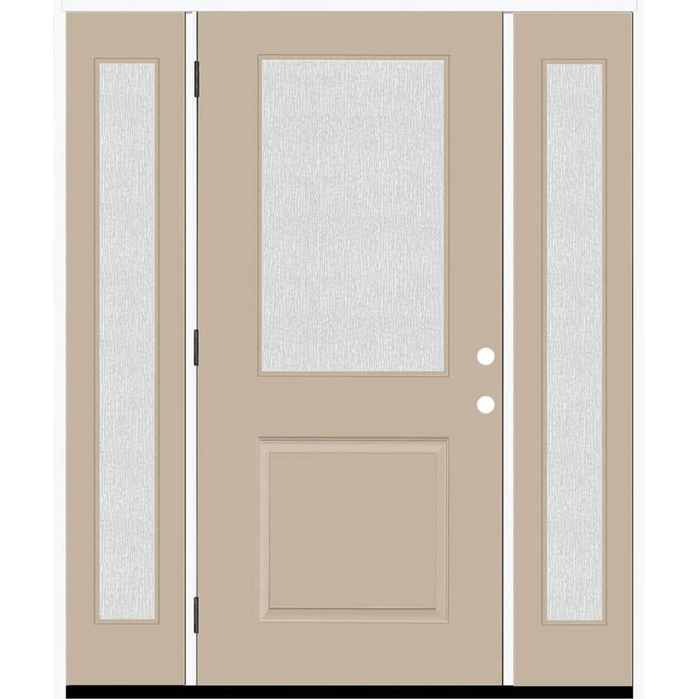 Steves & Sons Legacy 64 in. x 80 in. 1/2 Lite Rain Glass RHOS Primed ...