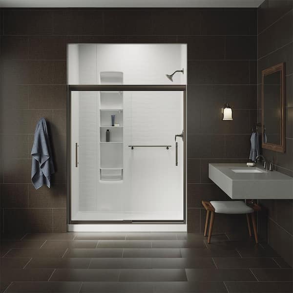 Vikrell Shower Kit KOHLER Traverse 60" X 32" Subway Tile Bath/Shower ...