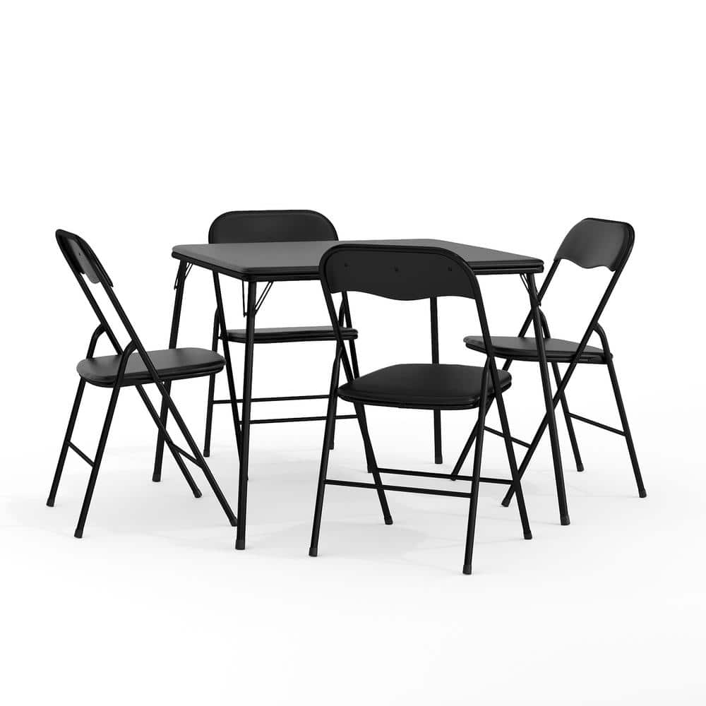 Carnegy Avenue Madison 33 in. Black 5-Piece Folding Card Table and ...