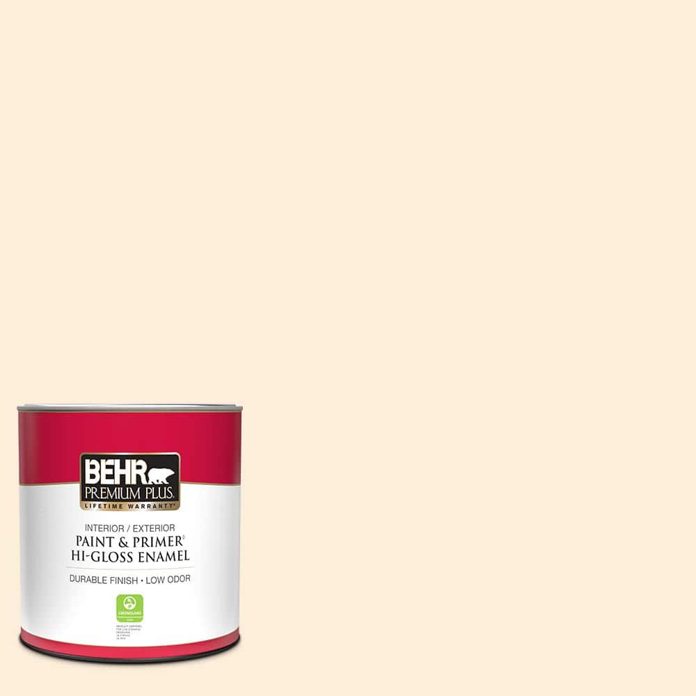 BEHR PREMIUM PLUS 1 qt. #70 Linen White Hi-Gloss Enamel Interior ...