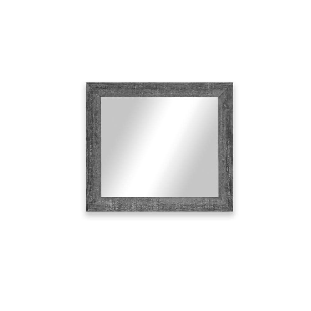 Modern Rustic ( 18 in. W x 18 in. H ) Wooden Grey Square Wall Mirror ...