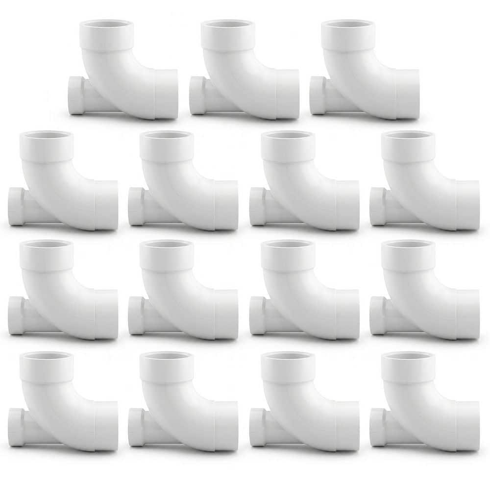 PLUMBFLEX 3" x 3" x 2" White Rigid PVC DWV 90° Street Elbow with Low ...