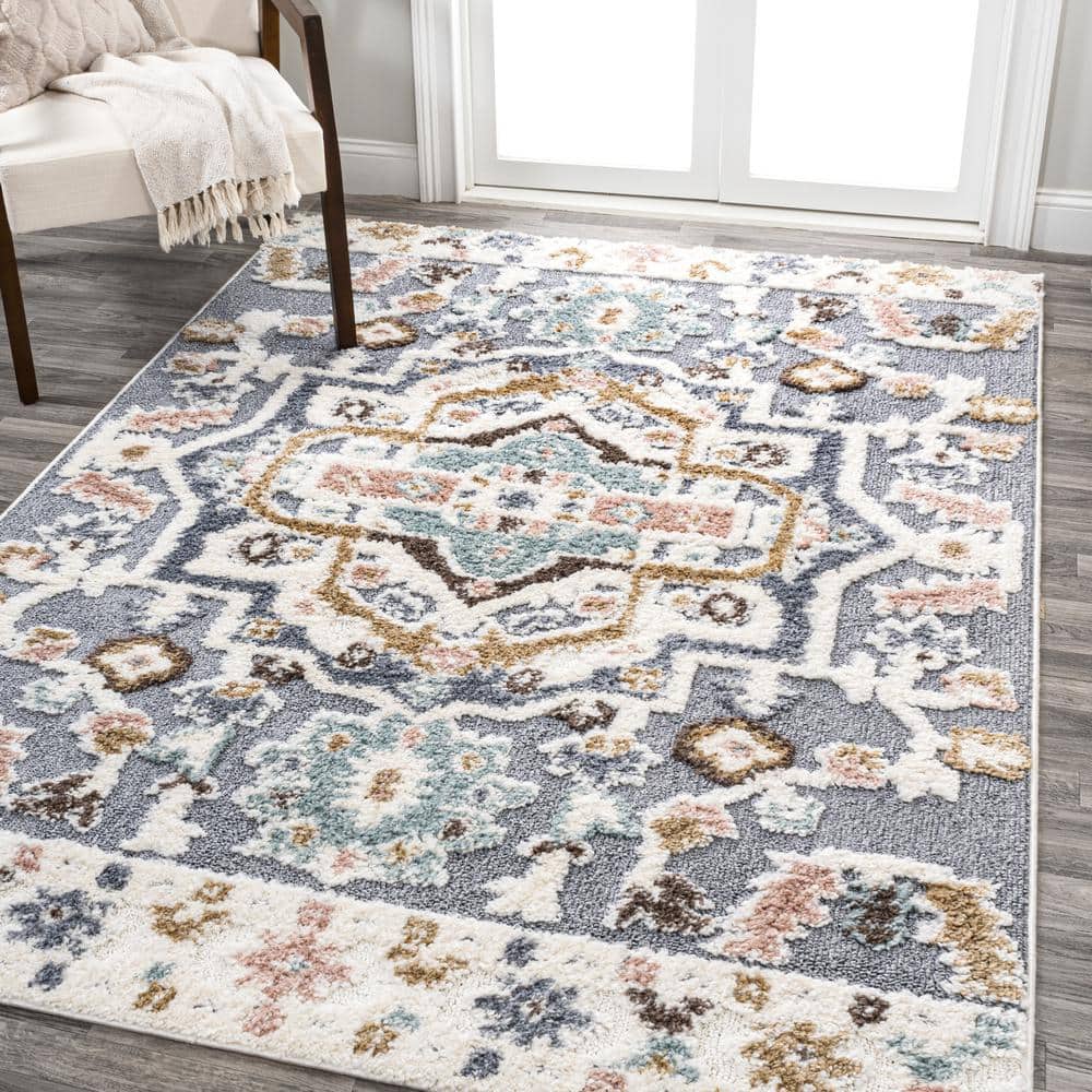 JONATHAN Y Aziza Multi 8 ft. x 10 ft. Persian Medallion High-Low Area ...