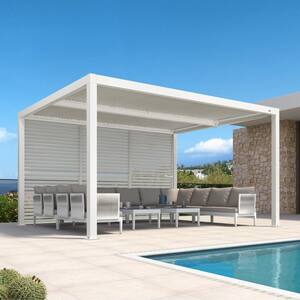 PURPLE LEAF 12 ft. x 14 ft. White Aluminum Louvered Pergola with 2 ...