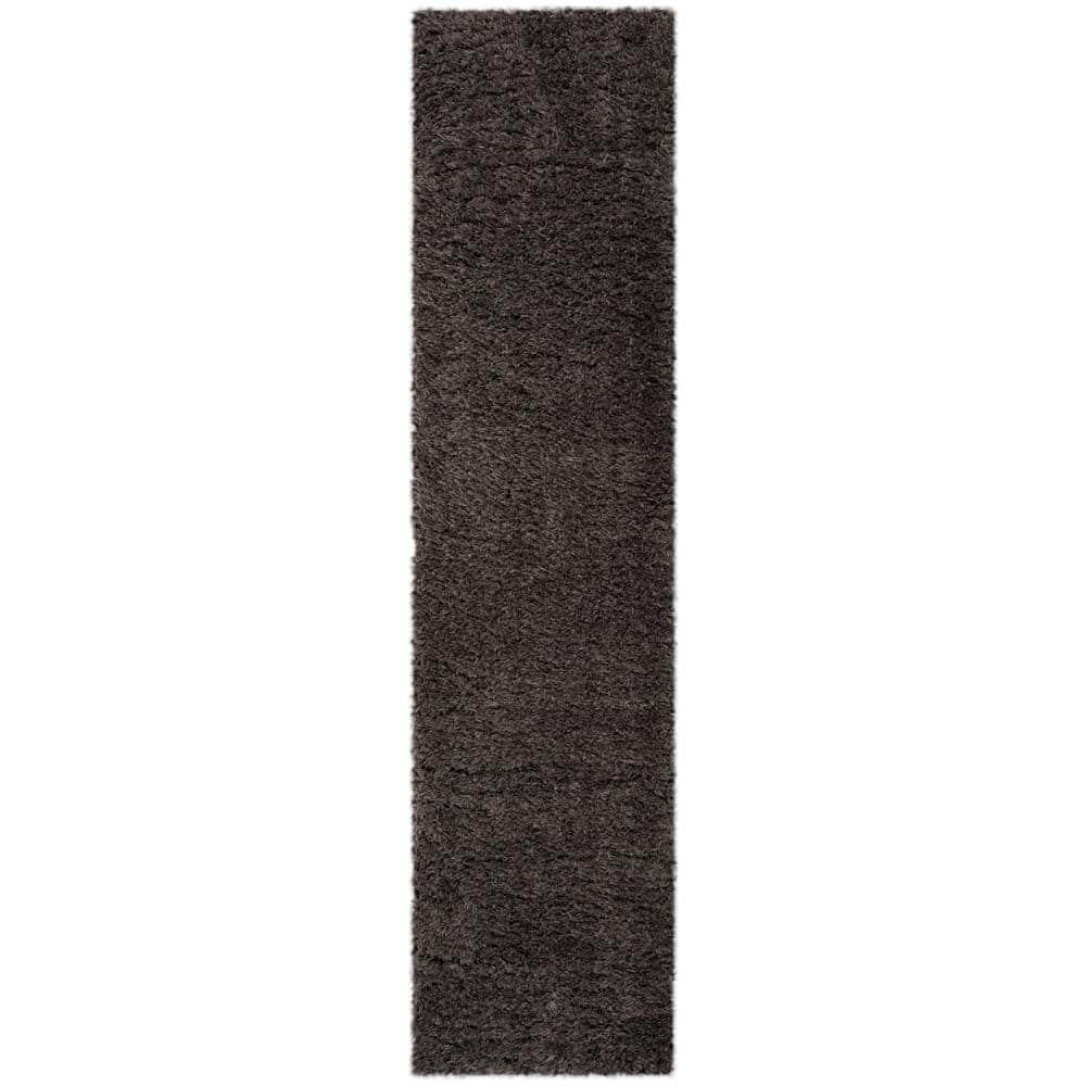 SAFAVIEH Flokati Charcoal 2 ft. x 8 ft. Solid Runner Rug FLK950H-28 ...