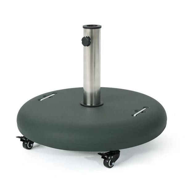 Concrete Patio Umbrella Base in Green with Wheels AZ-0289 - The Home Depot