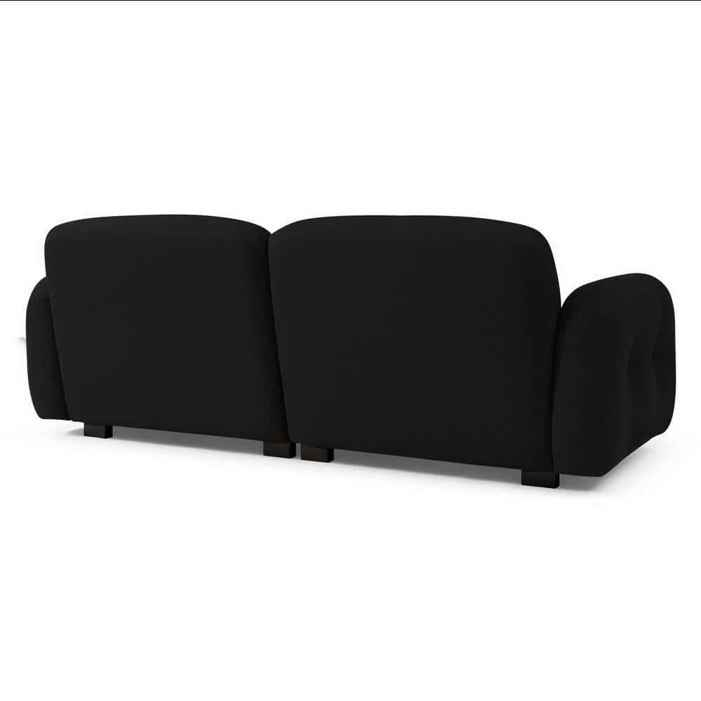 J&E Home 81.48 in Wide Flared Arm Teddy Velvet Mid-Century Modern ...