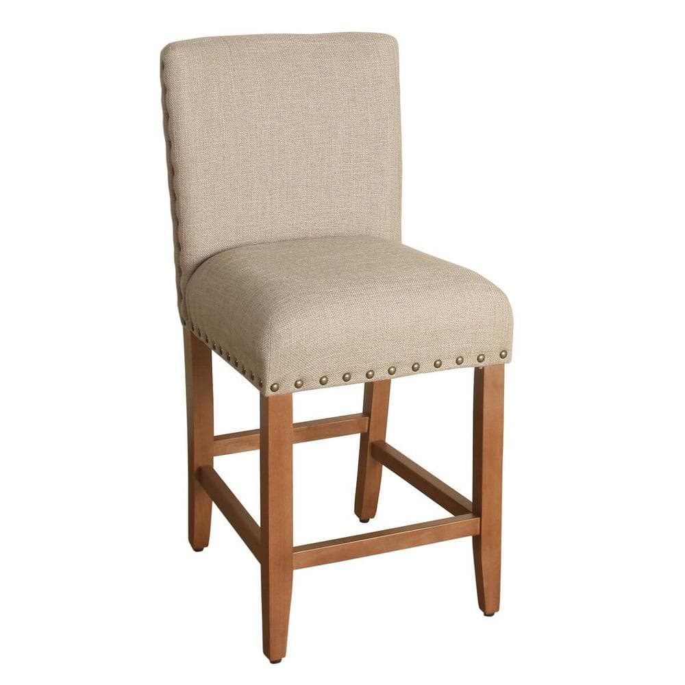 Homepop Upholstered 24 in. Tan Bar Stool K7570.24-F1211 - The Home Depot