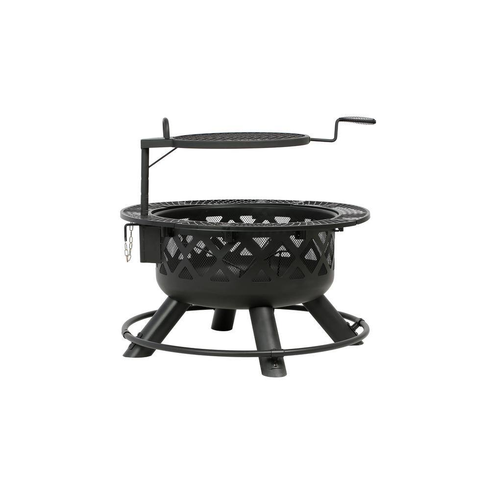 HeatMaxx Outdoor Wood Burning Fire Pit Backyard with Cooking Grill, 32 ...