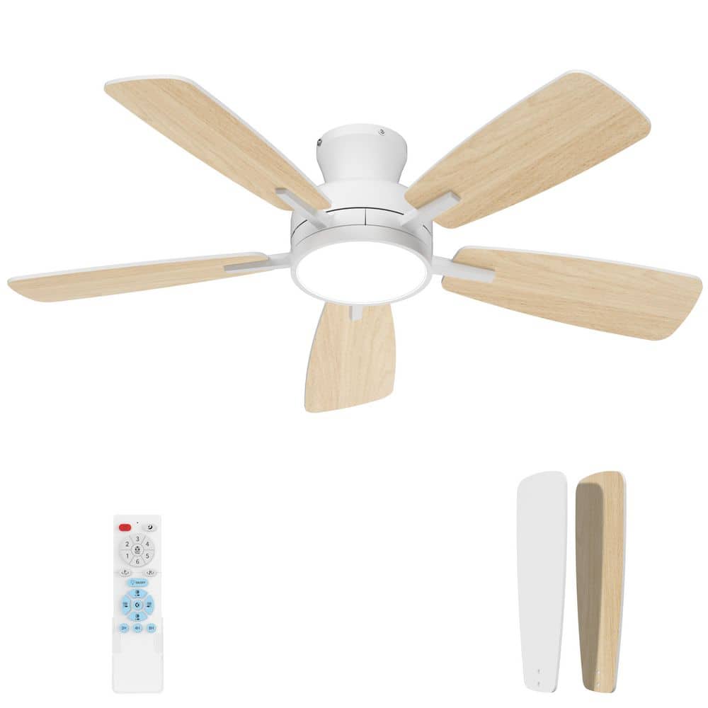 QRMOK T5 46 in.Indoor White Ceiling Fan with Dimmable 3-CCT Light and ...