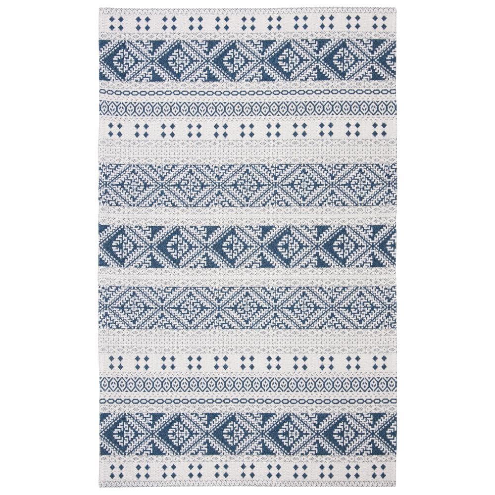 SAFAVIEH Augustine Navy/Cream 8 ft. x 10 ft. Striped Tribal Area Rug ...