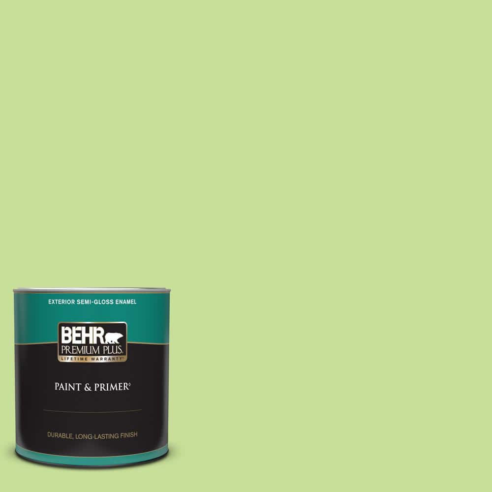 BEHR PREMIUM PLUS 1 qt. #420A-3 Key Lime Semi-Gloss Enamel Exterior ...