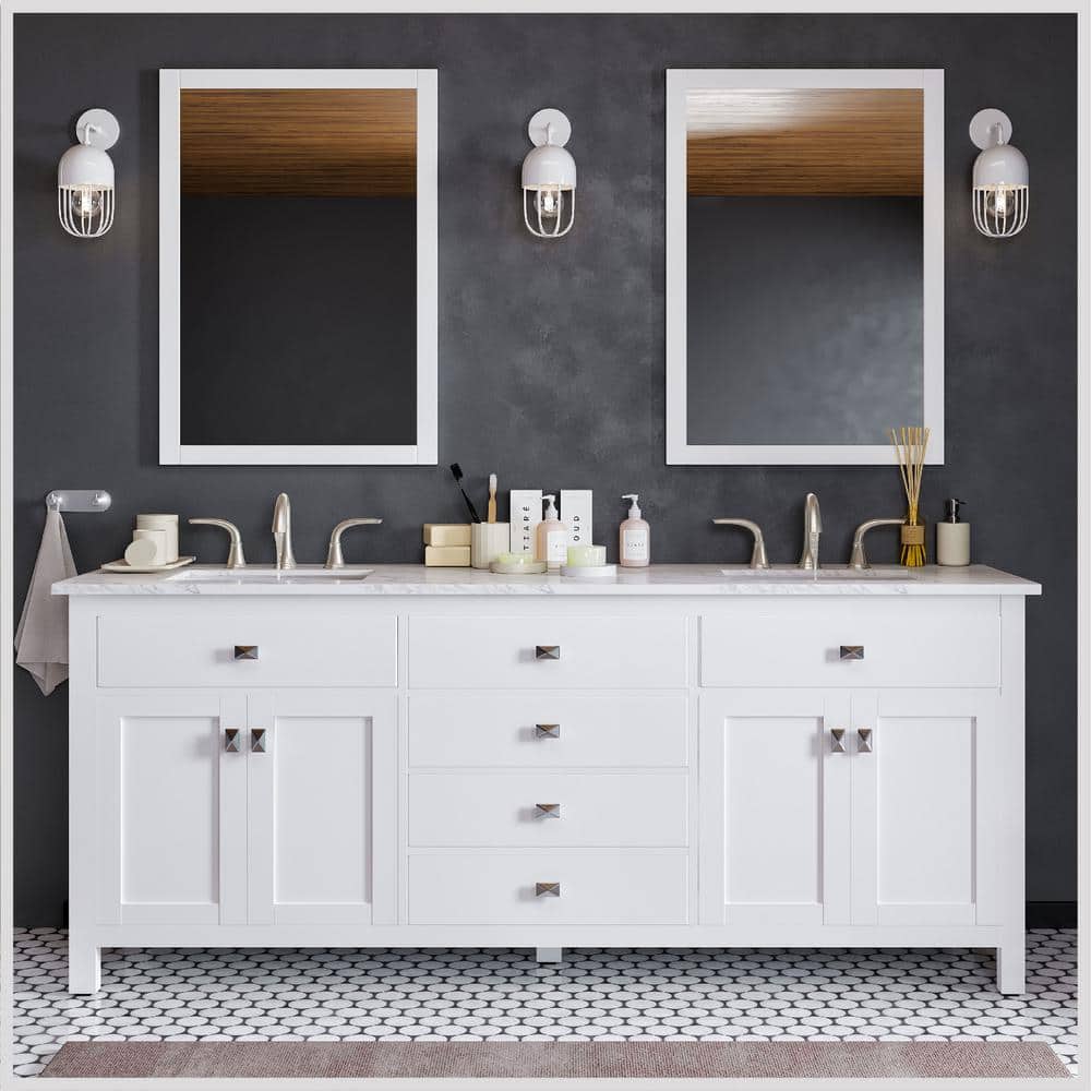 Eviva Artemis 60 in. Double Sink White Bath Vanity with White ...
