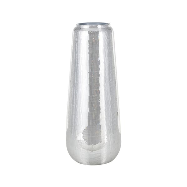 Litton Lane Silver Mosaic Floor Fiberglass Decorative Vase with Blue ...